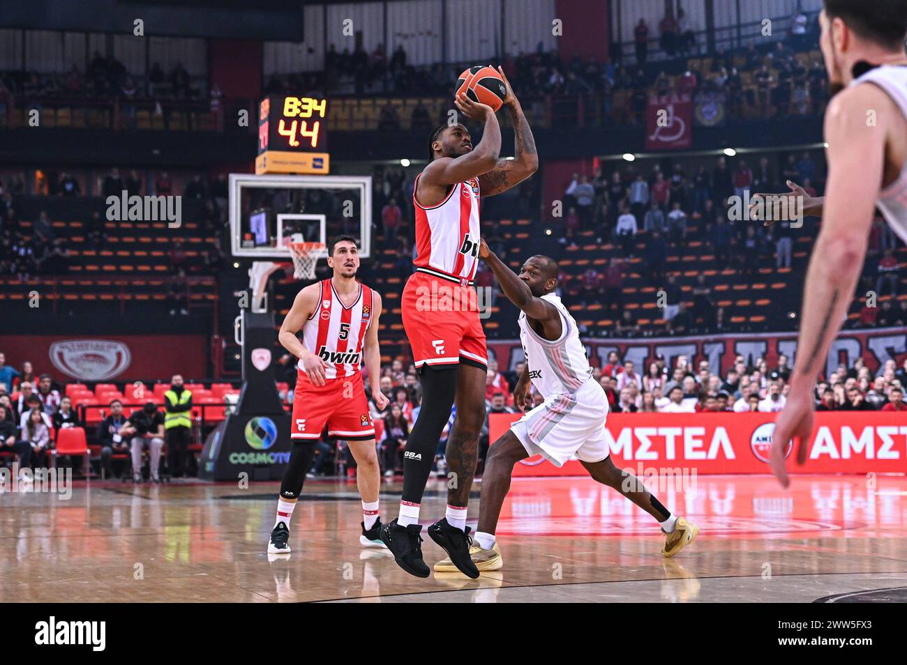 Piraeus, Greece. 21st Mar, 2024. 2 Moses Wright of Olympiacos Piraeus ...