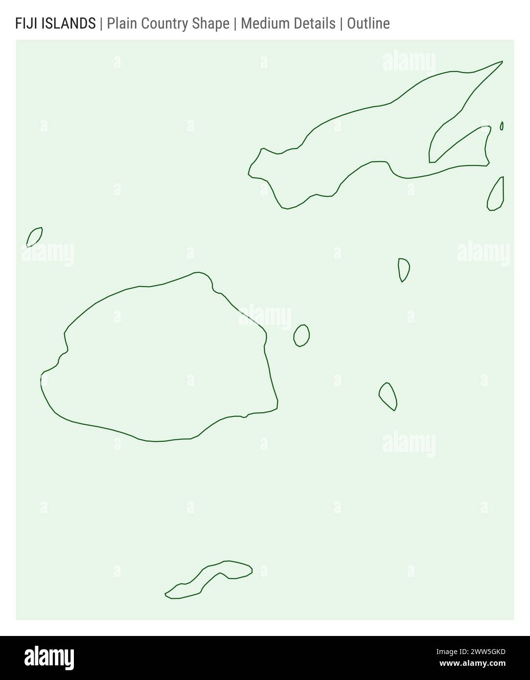 Fiji plain country map. Medium details. Outline style. Shape of Fiji ...