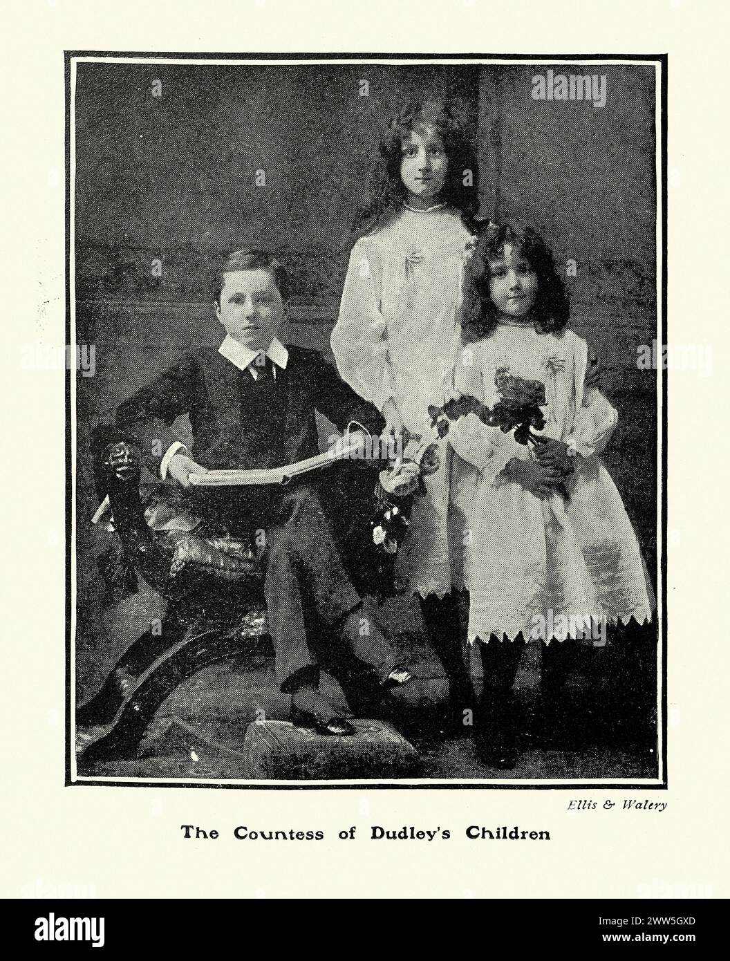 Vintage photograph of Children of Countess of Dudley, Rachel nee Gurney ...