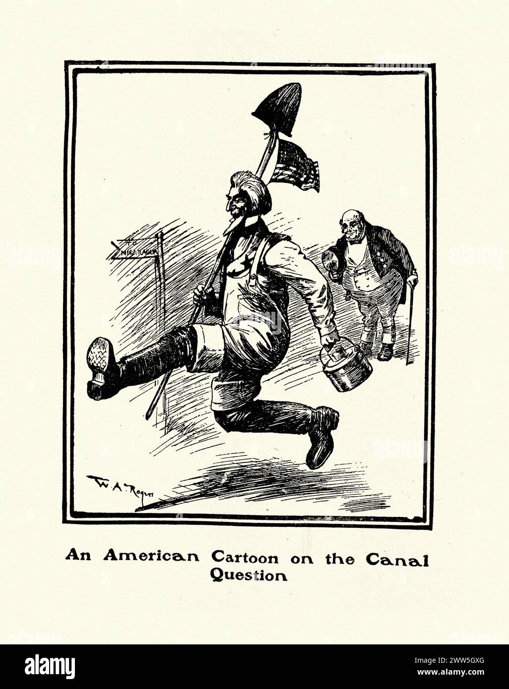 Vintage cartoon about the Panamara canal question, American Uncle Sam ...