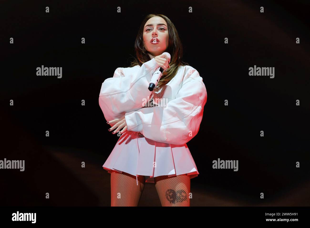 Singer Nicki Nicole performs during the Abre su alma tour concert at ...