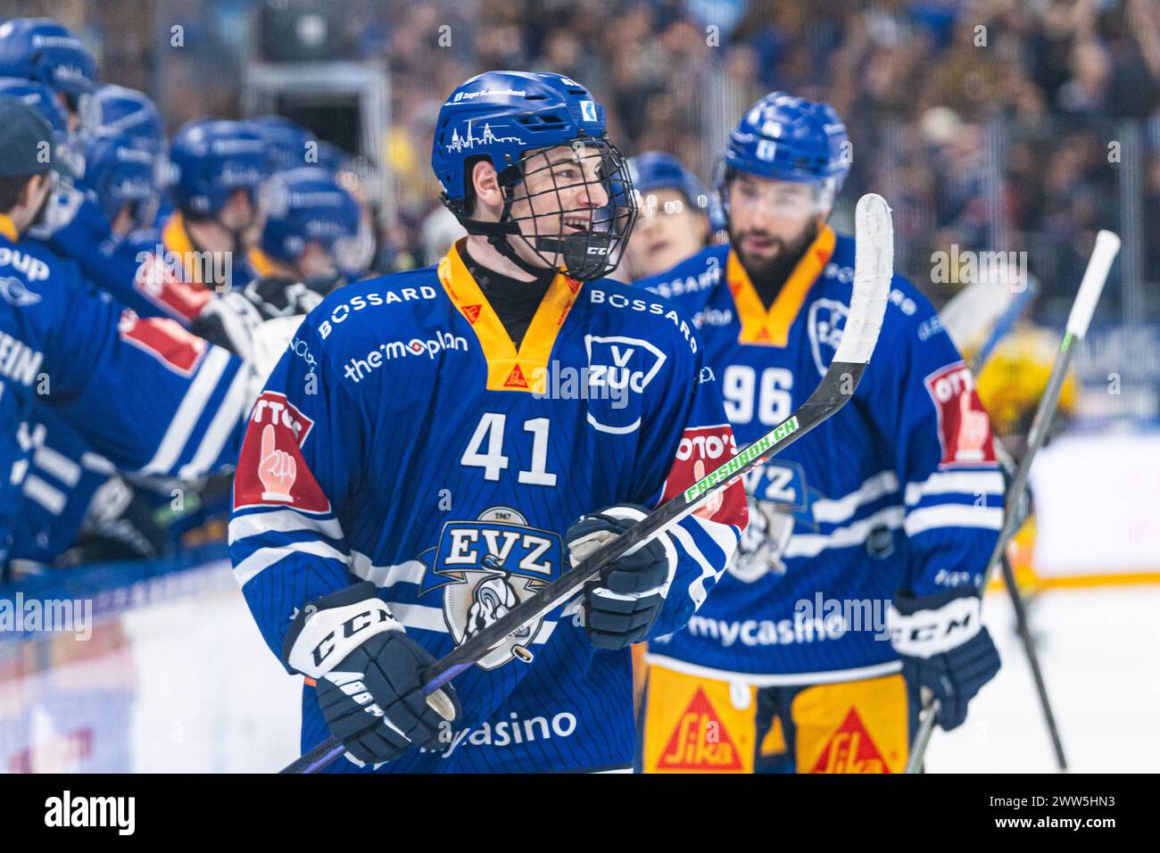 Zug, Bossard Arena, NL Quarterfinals: EV Zug - SC, USA. 21st Mar, 2024 ...
