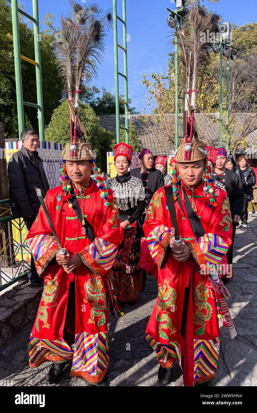 Kunming, China. 06th Dec, 2023. Performers demonstrate different ...