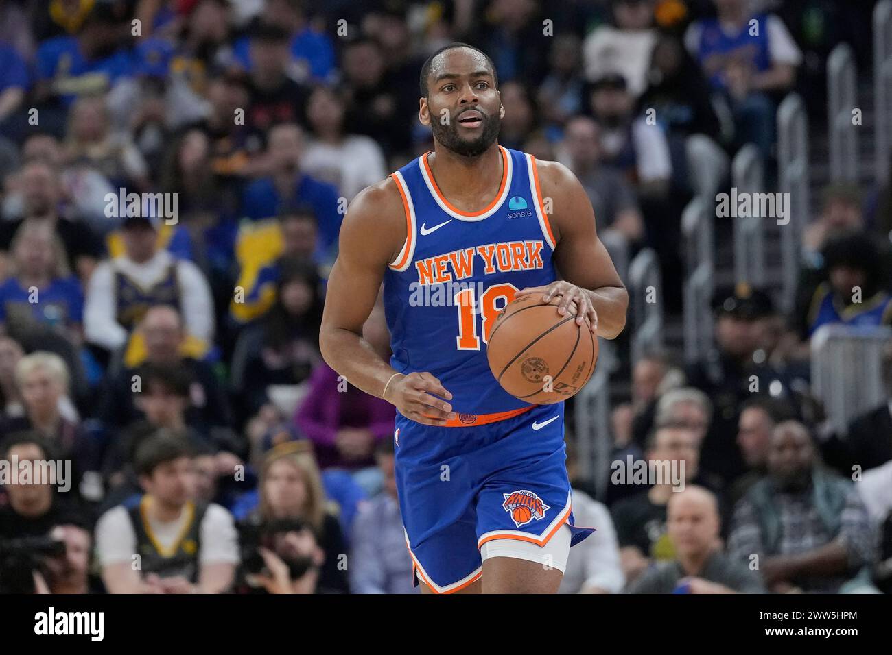 New York Knicks guard Alec Burks during an NBA basketball game against ...