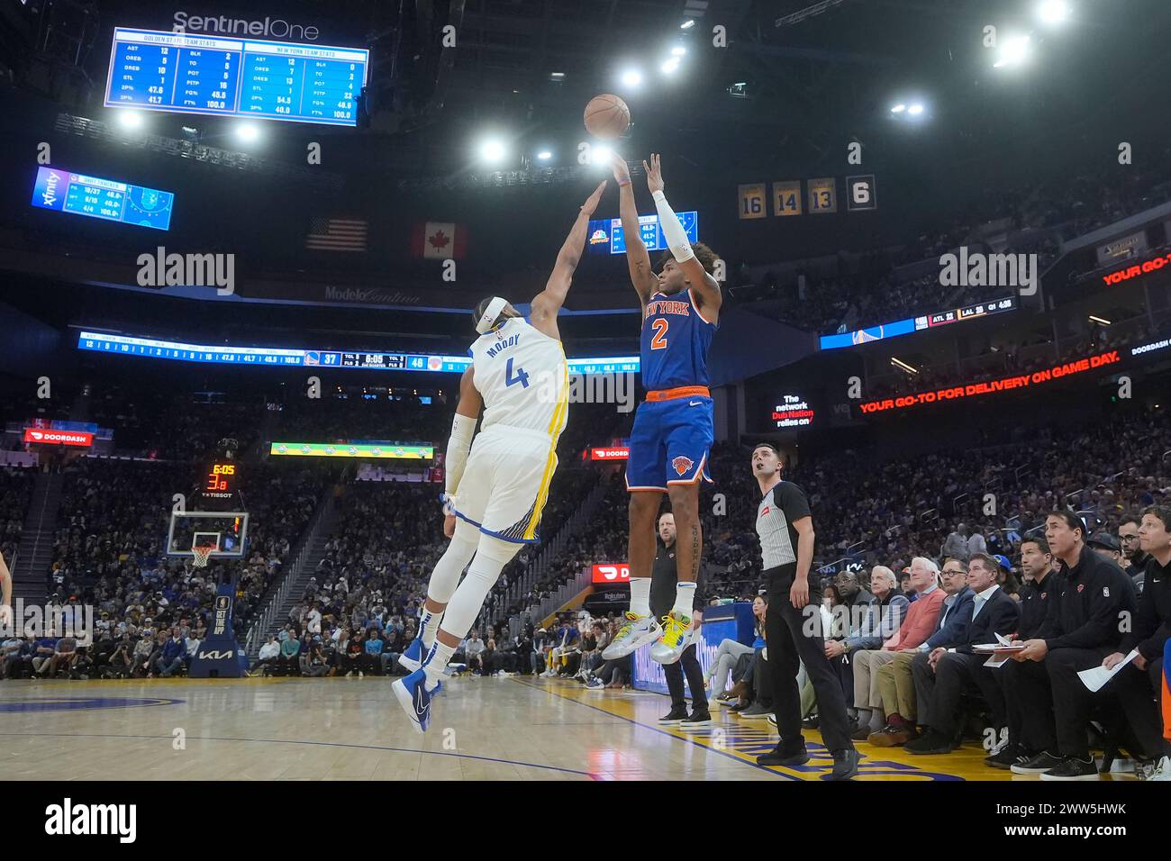 New York Knicks guard Miles McBride (2) shoots against Golden State ...