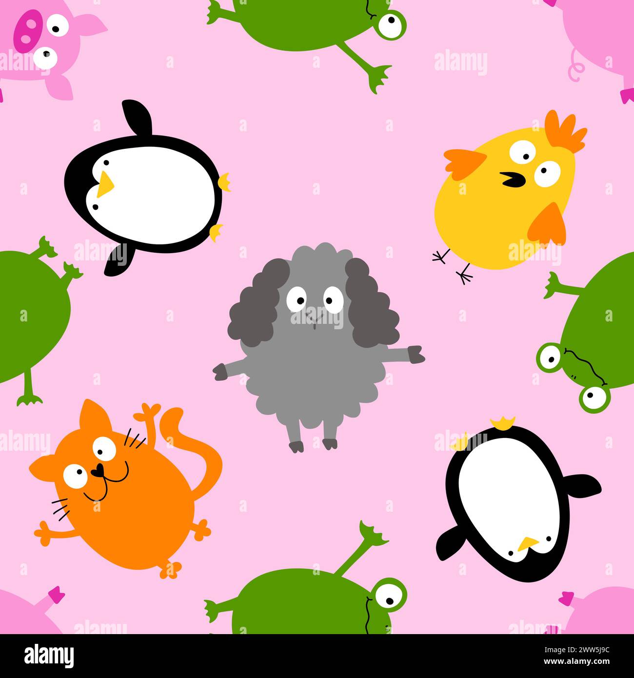 Easter animals and eggs seamless penguin and cats and frogs and chicken ...