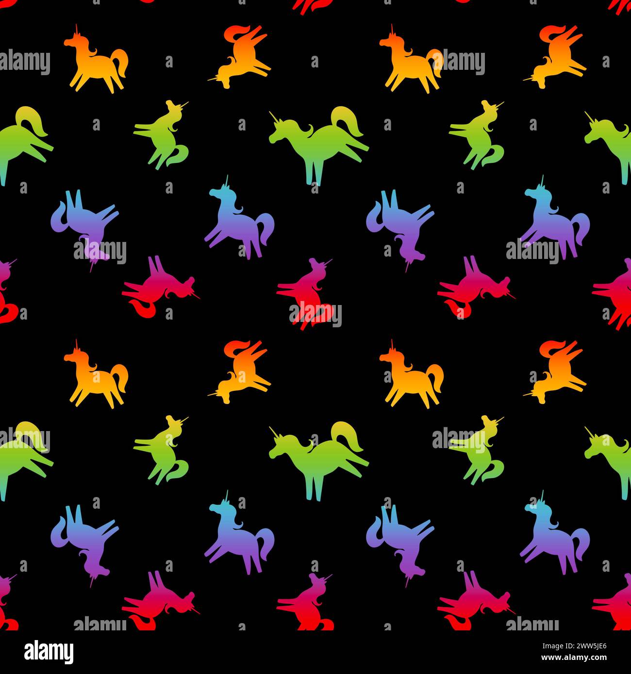 Rainbow lgbt pride animals unicorns seamless horse pattern for fabrics ...
