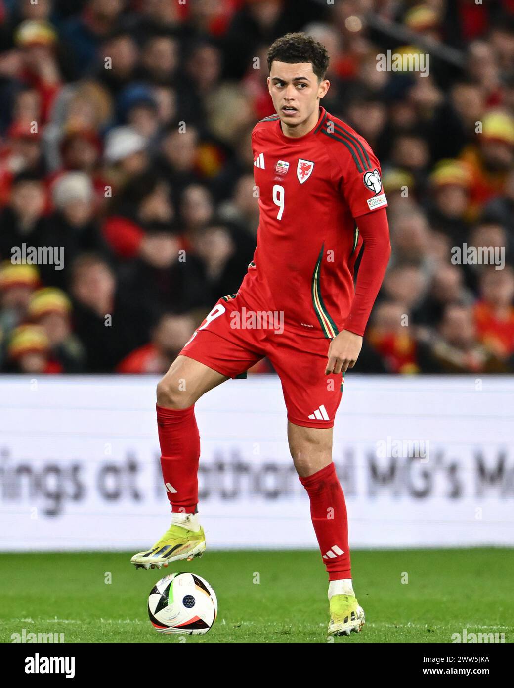 Brennan Johnson of Wales in action, during the UEFA Euro Qualifiers ...