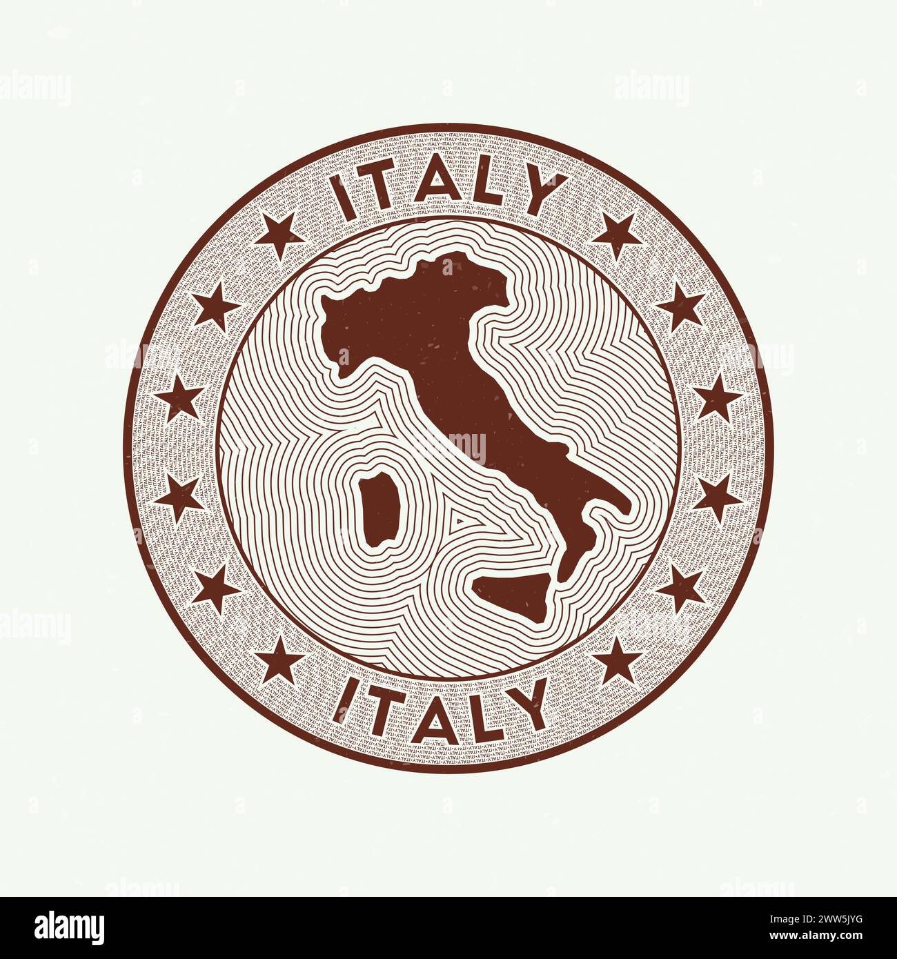 Italy round badge vector. Country round stamp with shape of Italy ...