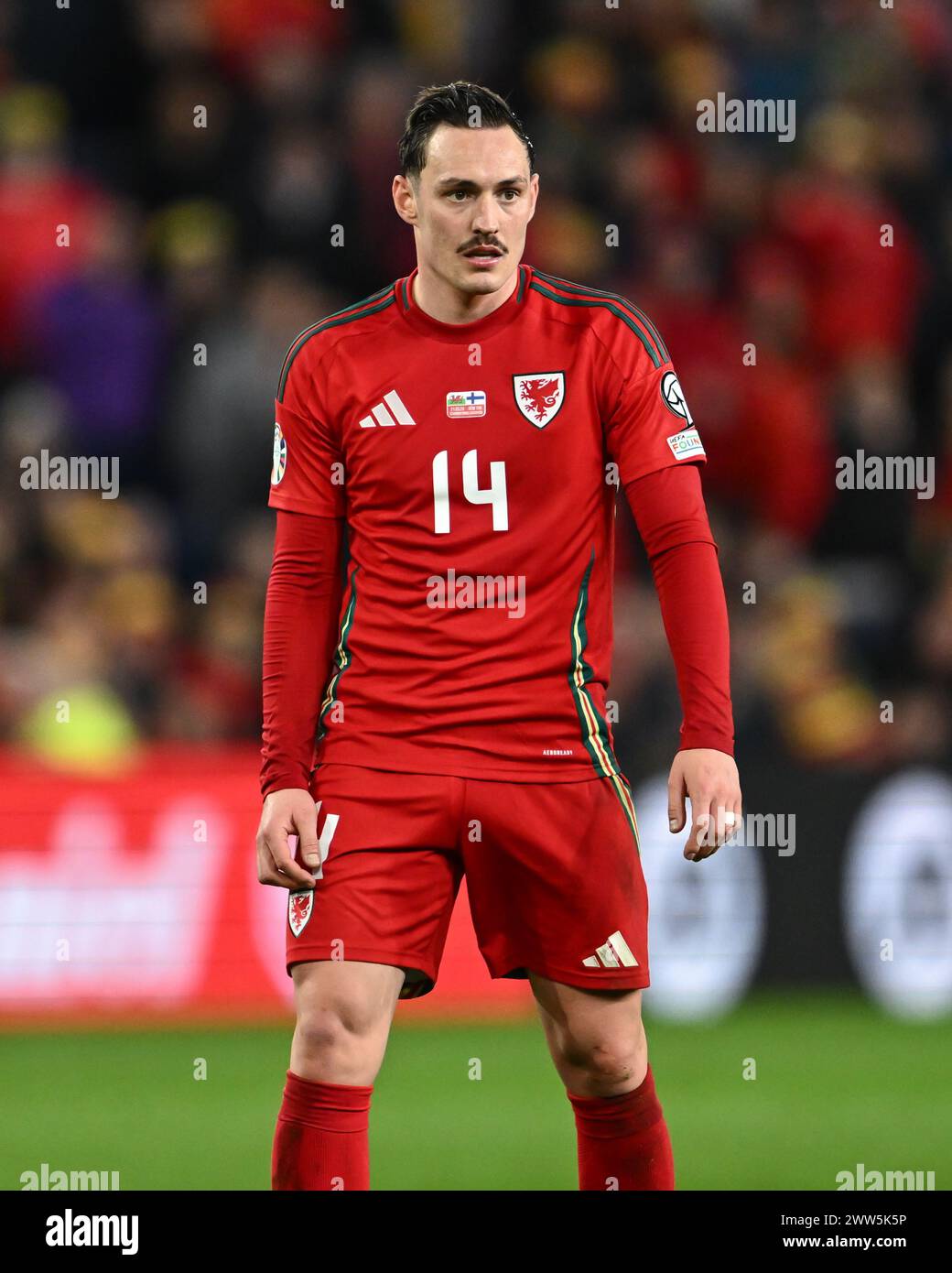 Cardiff, UK. 21st Mar, 2024. Connor Roberts of Wales, during the UEFA ...