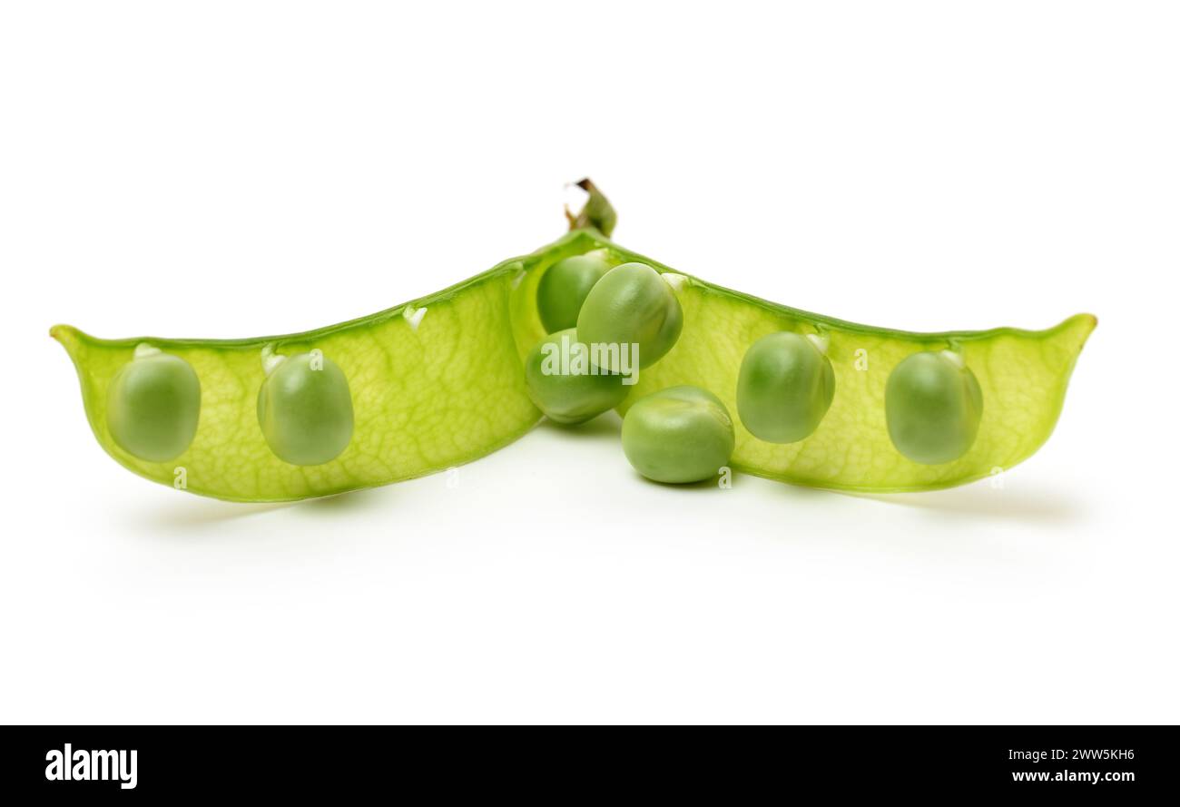 Fresh peas isolated on white background Stock Photo - Alamy