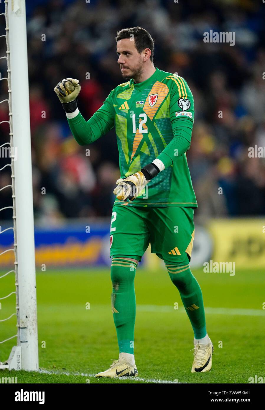Wales goalkeeper Danny Ward celebrates at full-time after the UEFA Euro ...