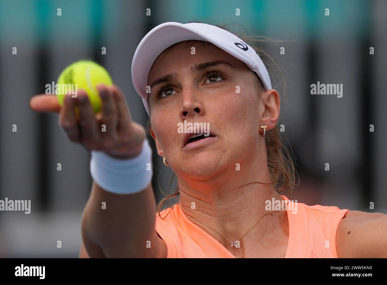 Beatriz Haddad Maia, of Brazil, serves against Diane Parry, of France ...