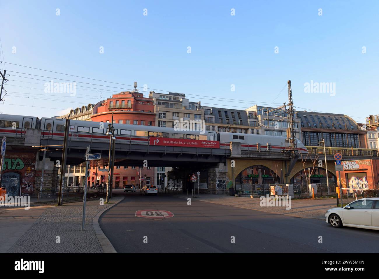 Deuthsche Bahn ICE inter city high speed train crossing the S ...