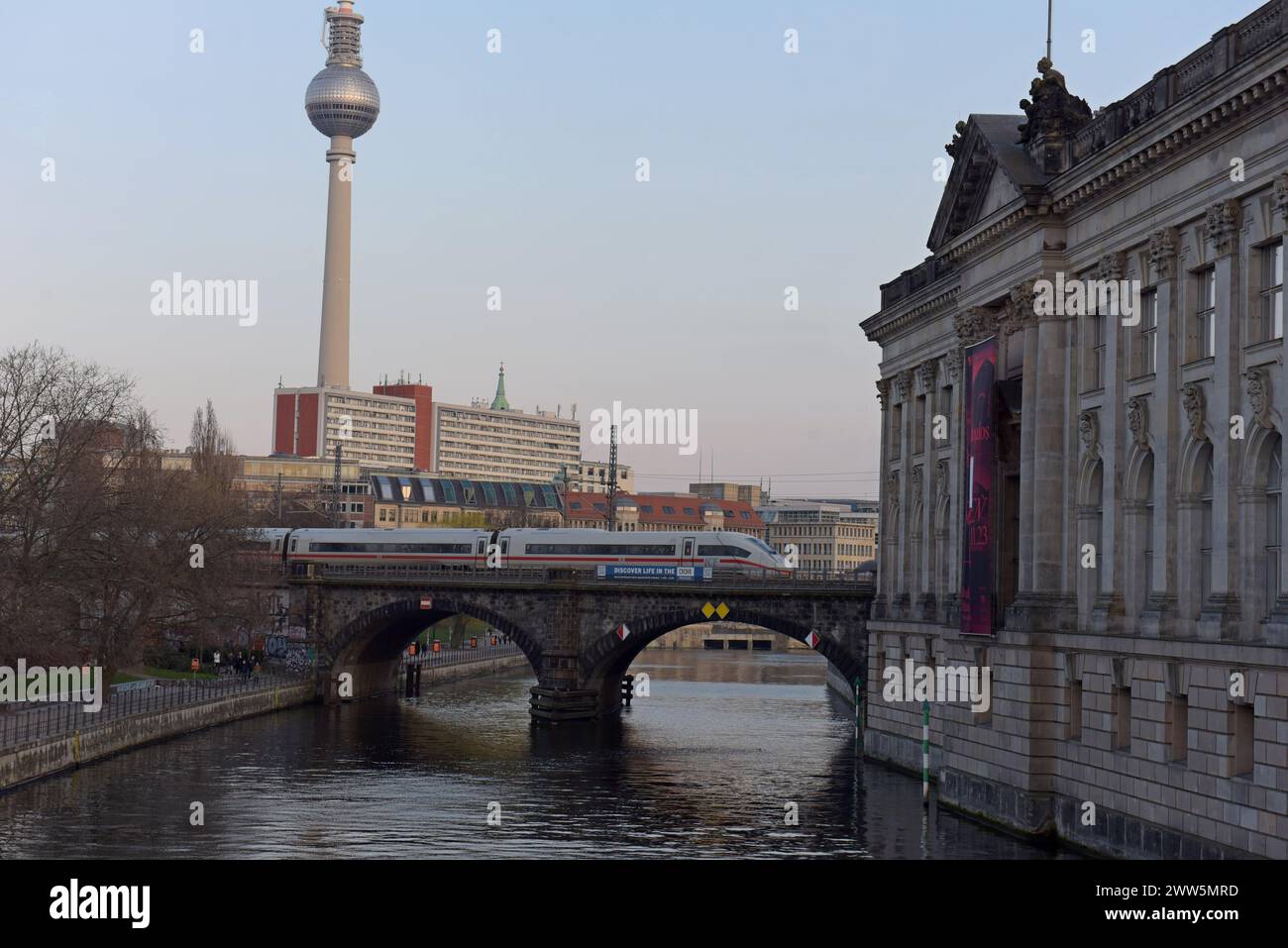 Deutsche Bahn ICE inter city high speed train crossing the Hackescher ...