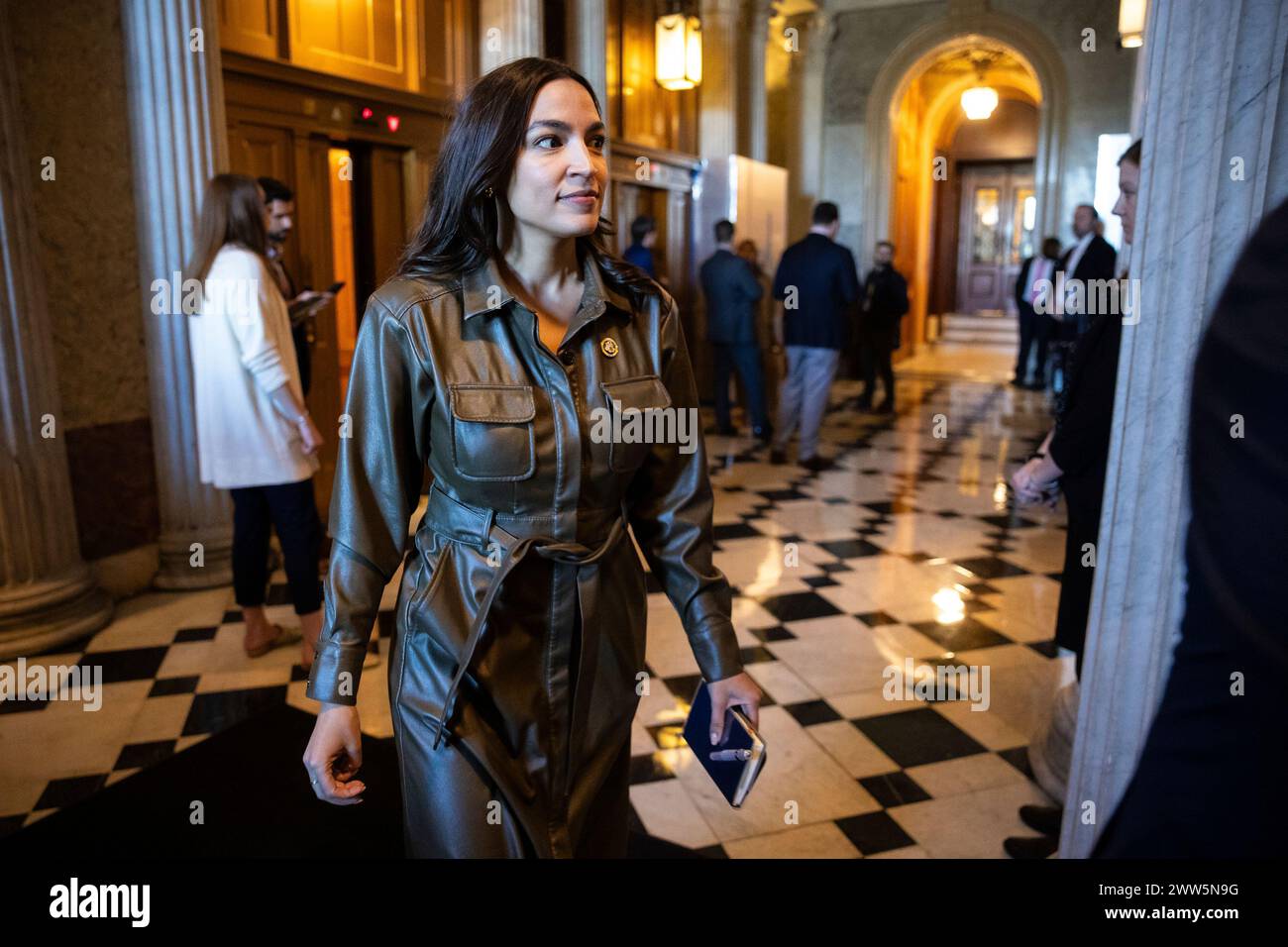 Rep. Alexandria Ocasio-Cortez (D-N.Y.) is seen near the Senate chamber ...
