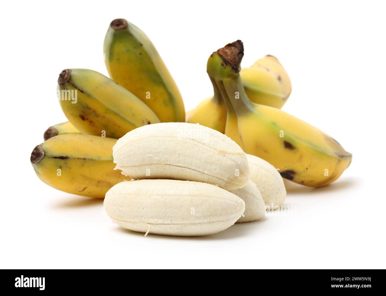 Bunch of baby banana isolated on white background Stock Photo - Alamy