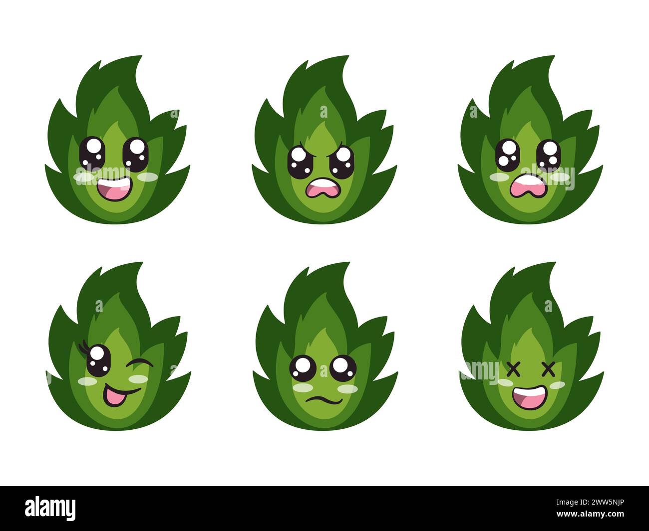 green color fire character expression smile laughing happy sad blink ...