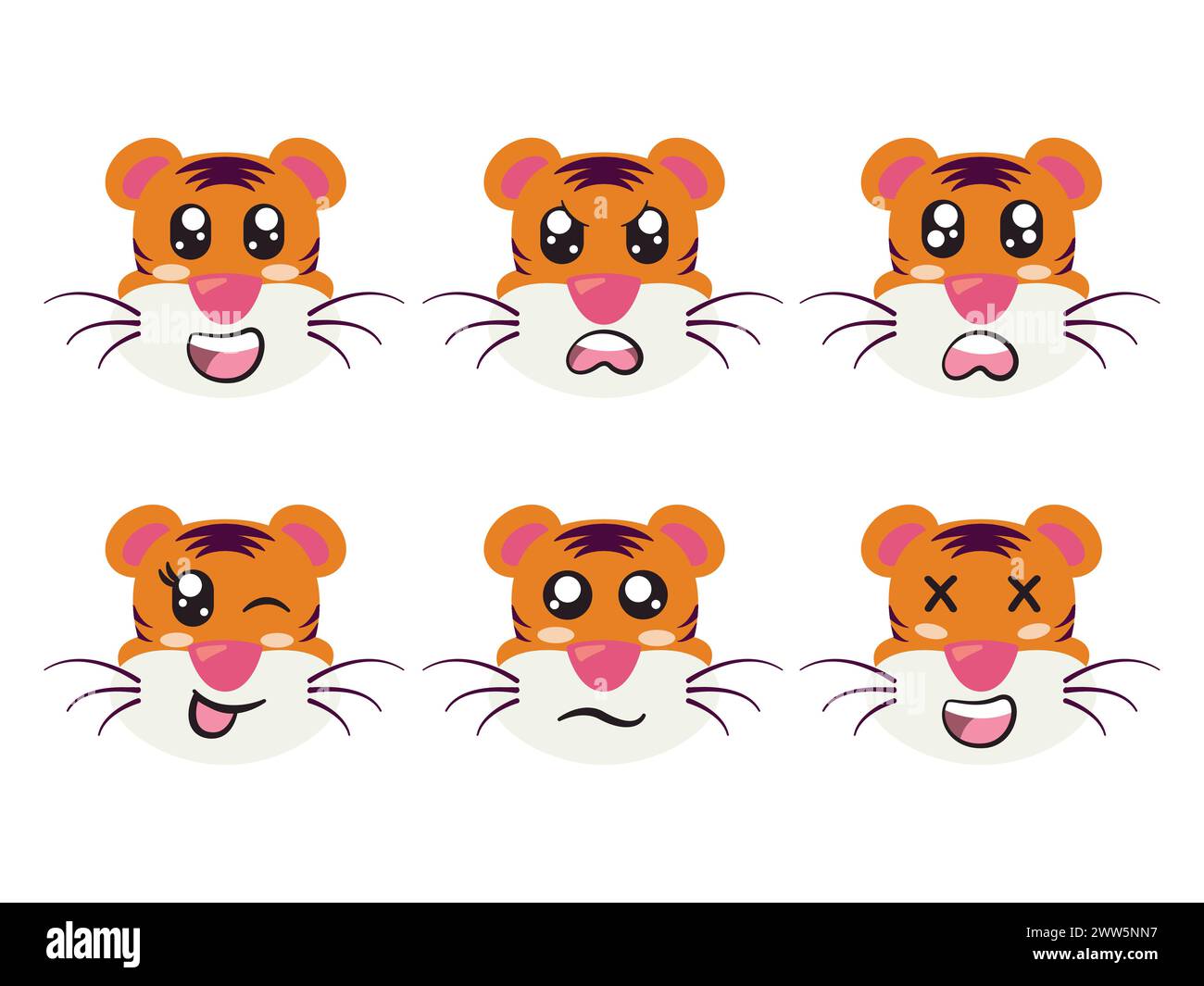 orange color head tiger face character expression smile laughing happy ...