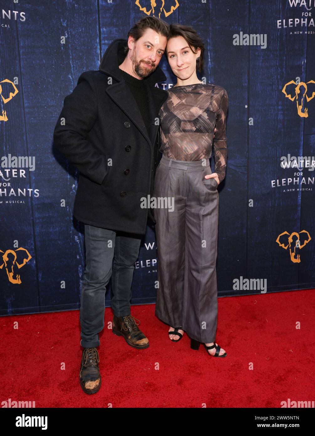 Christian Borle, left, and Skye Maddox attend the Broadway opening ...