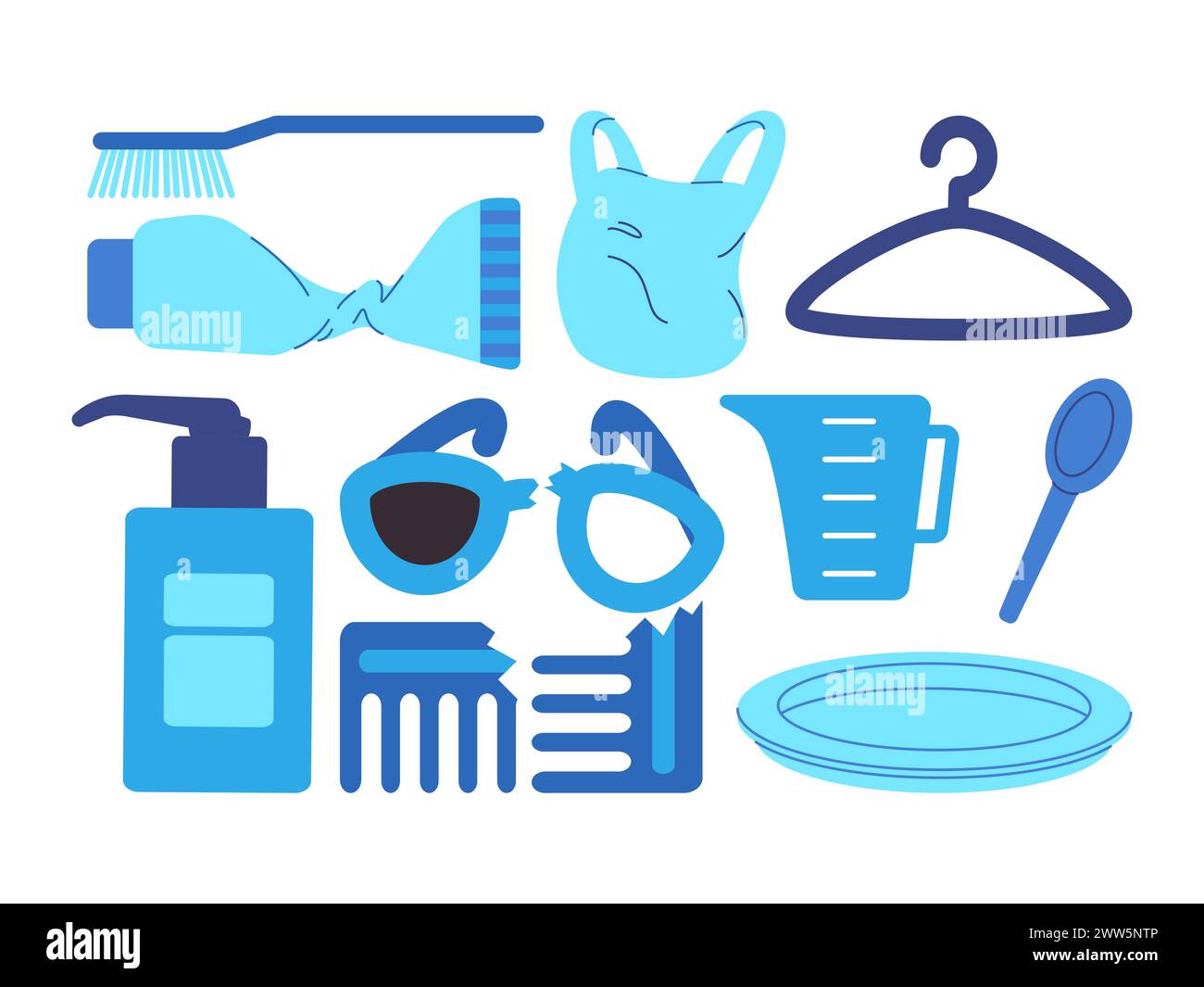 leftover toothpaste toothbrush plastic hanger bottle pump comb spoon ...