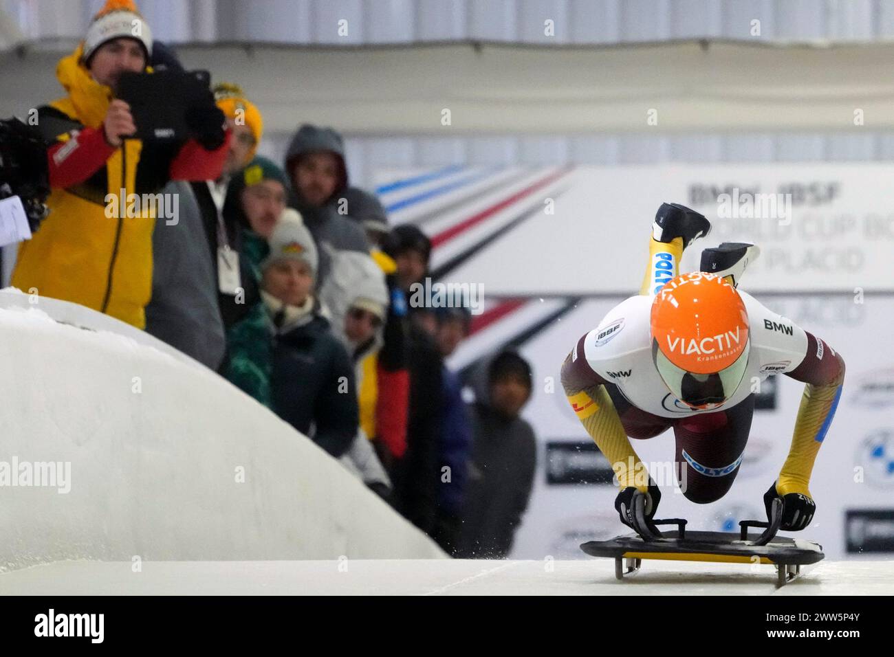 Jacqueline Pfeifer, of Germany, starts her first run during a World Cup ...