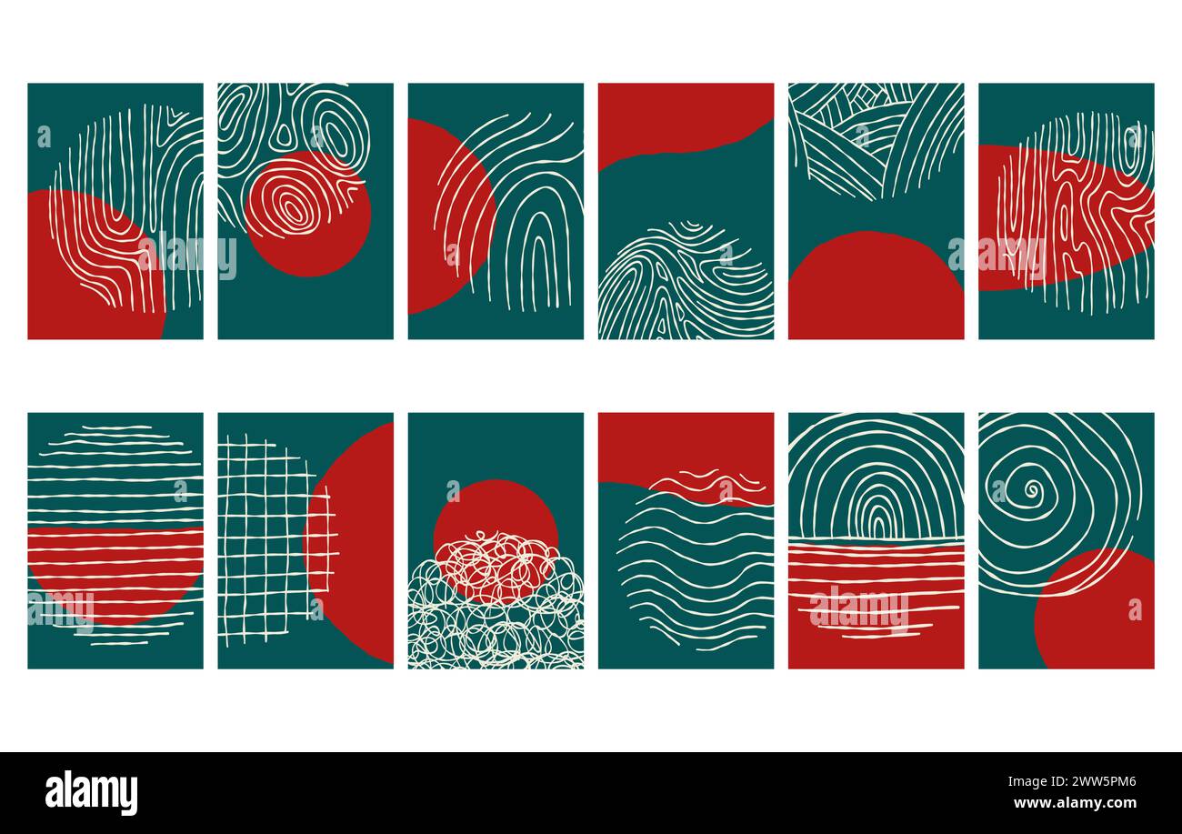 Doodle poster set, Creative minimalist hand painted Abstract art ...