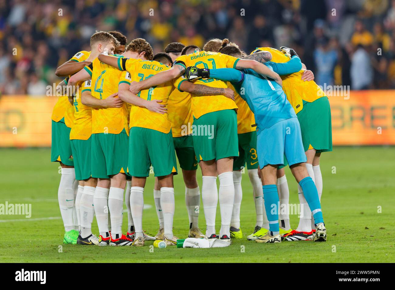 Sydney, Australia. 21st Mar, 2024. Australian players form a huddle ...