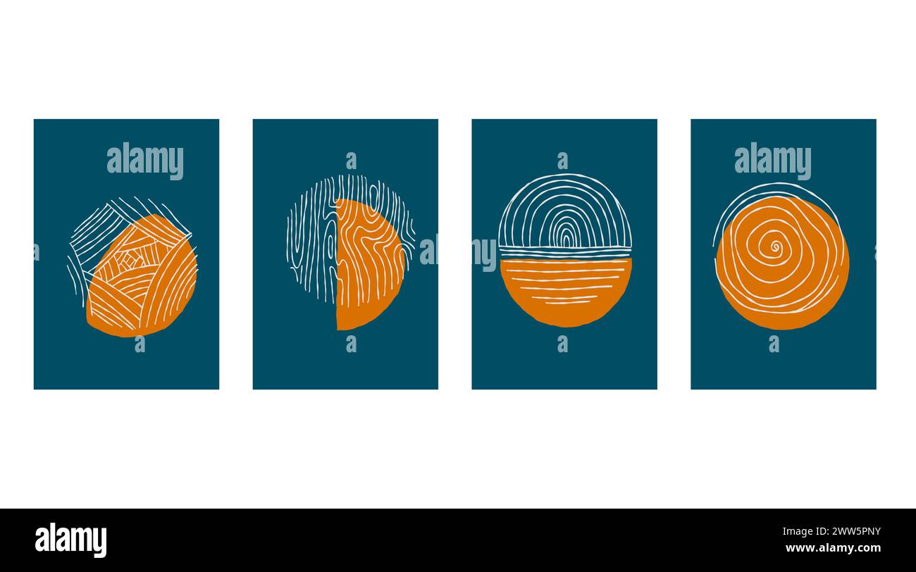 Doodle poster set, Creative minimalist hand painted Abstract art ...