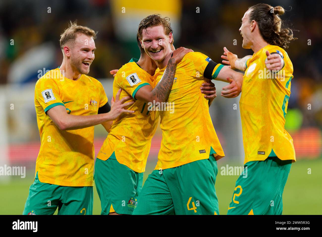 Sydney, Australia. 21st Mar, 2024. Australian players celebrate a goal ...
