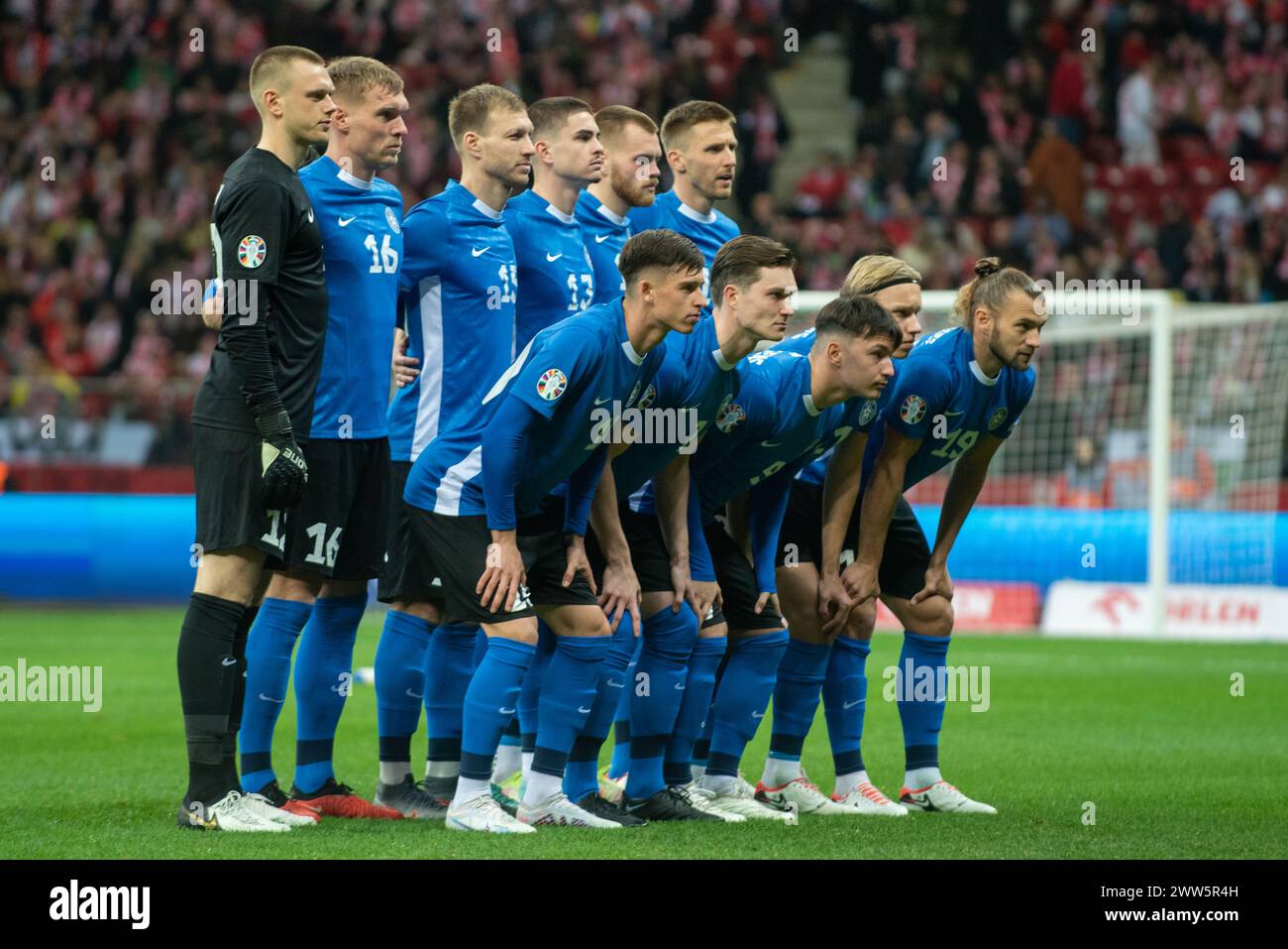 Warsaw, Poland. 21st Mar, 2024. The Estonian national football team ...