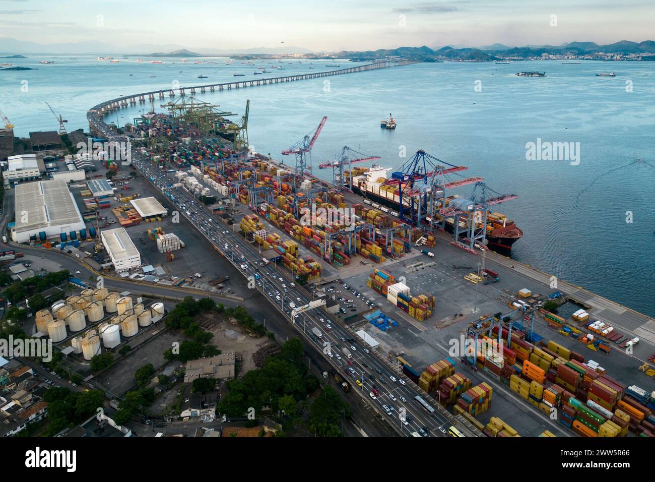 Aerial View of Containers at Docks Area of Rio de Janeiro City With ...