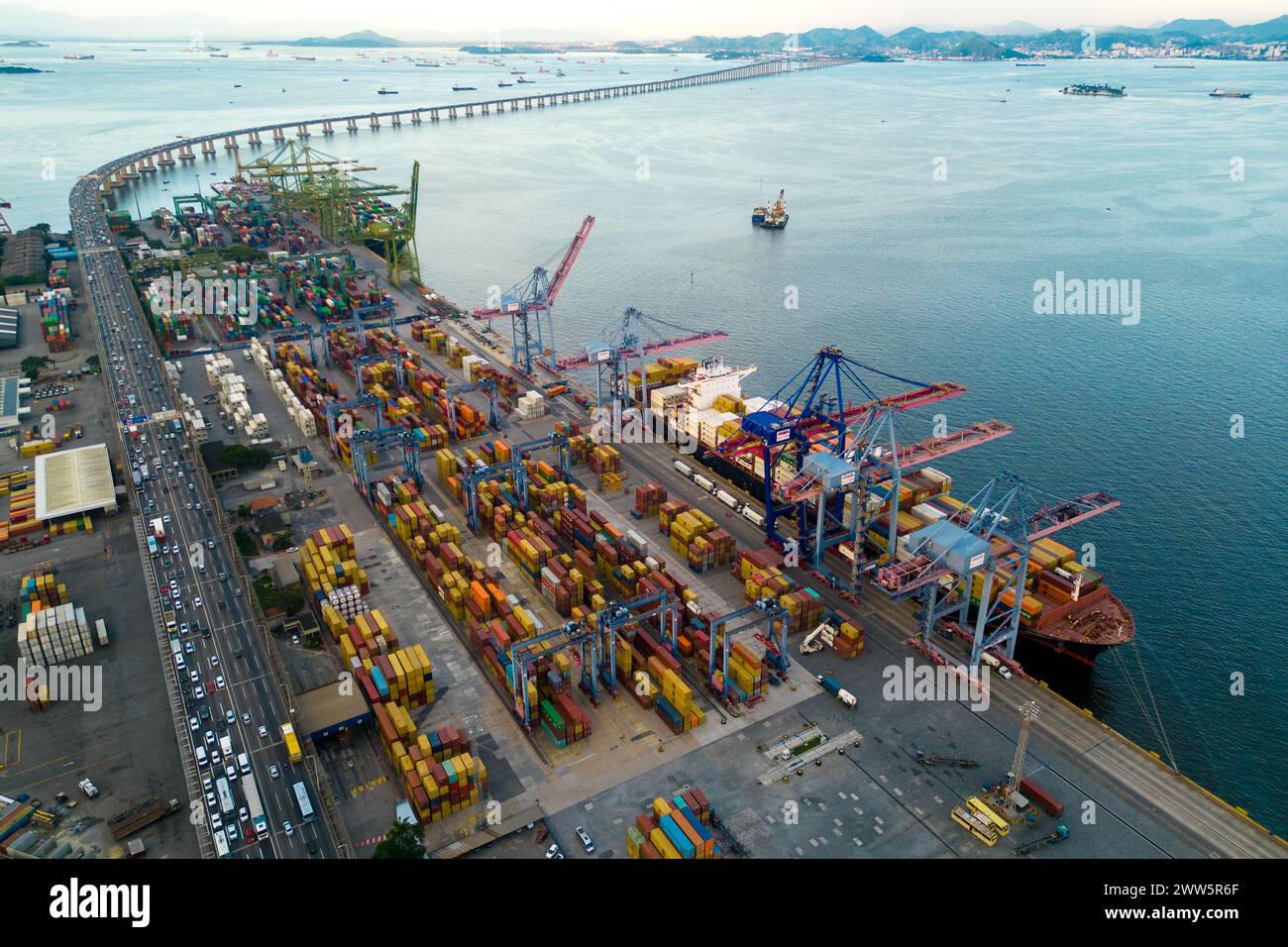 Aerial View of Containers at Docks Area of Rio de Janeiro City With ...