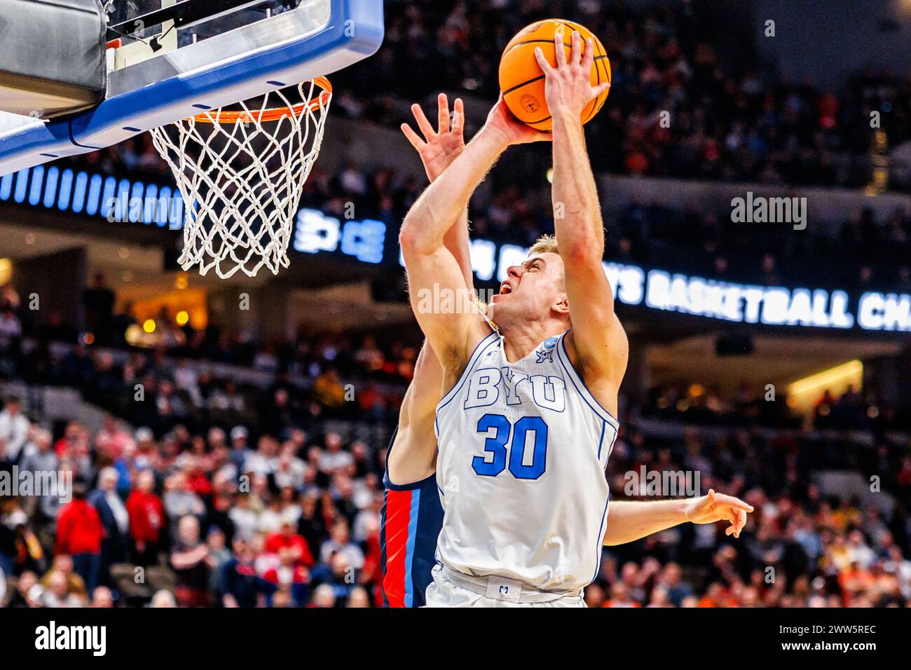 Omaha, NE. U.S. 21st Mar, 2024. Brigham Young Cougars guard Dallin Hall ...