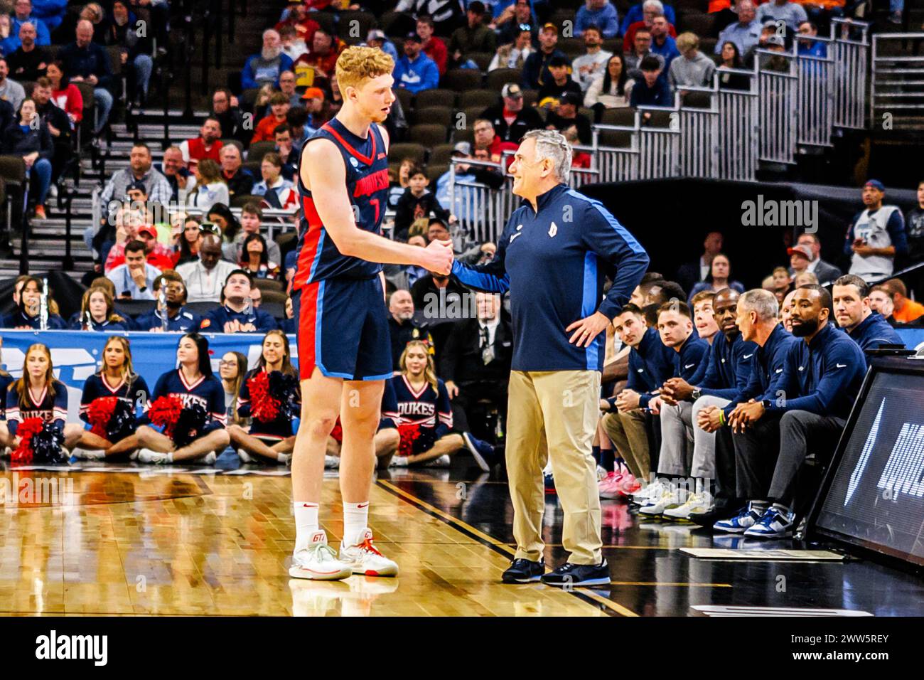 Omaha, NE. U.S. 21st Mar, 2024. Duquesne Dukes head coach Keith Dambrot ...