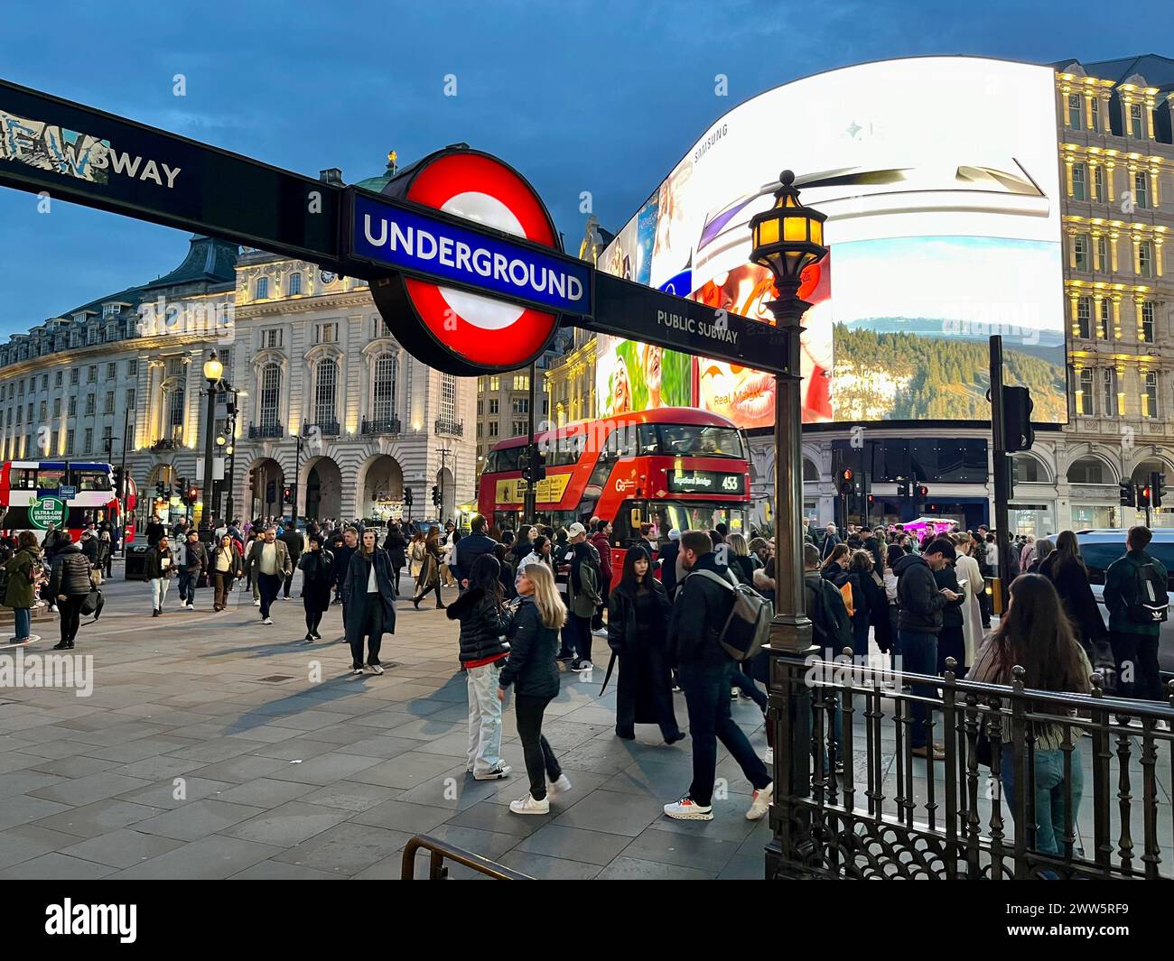 London-England, March 21, 2024, London tube station at Picadilly Circus ...