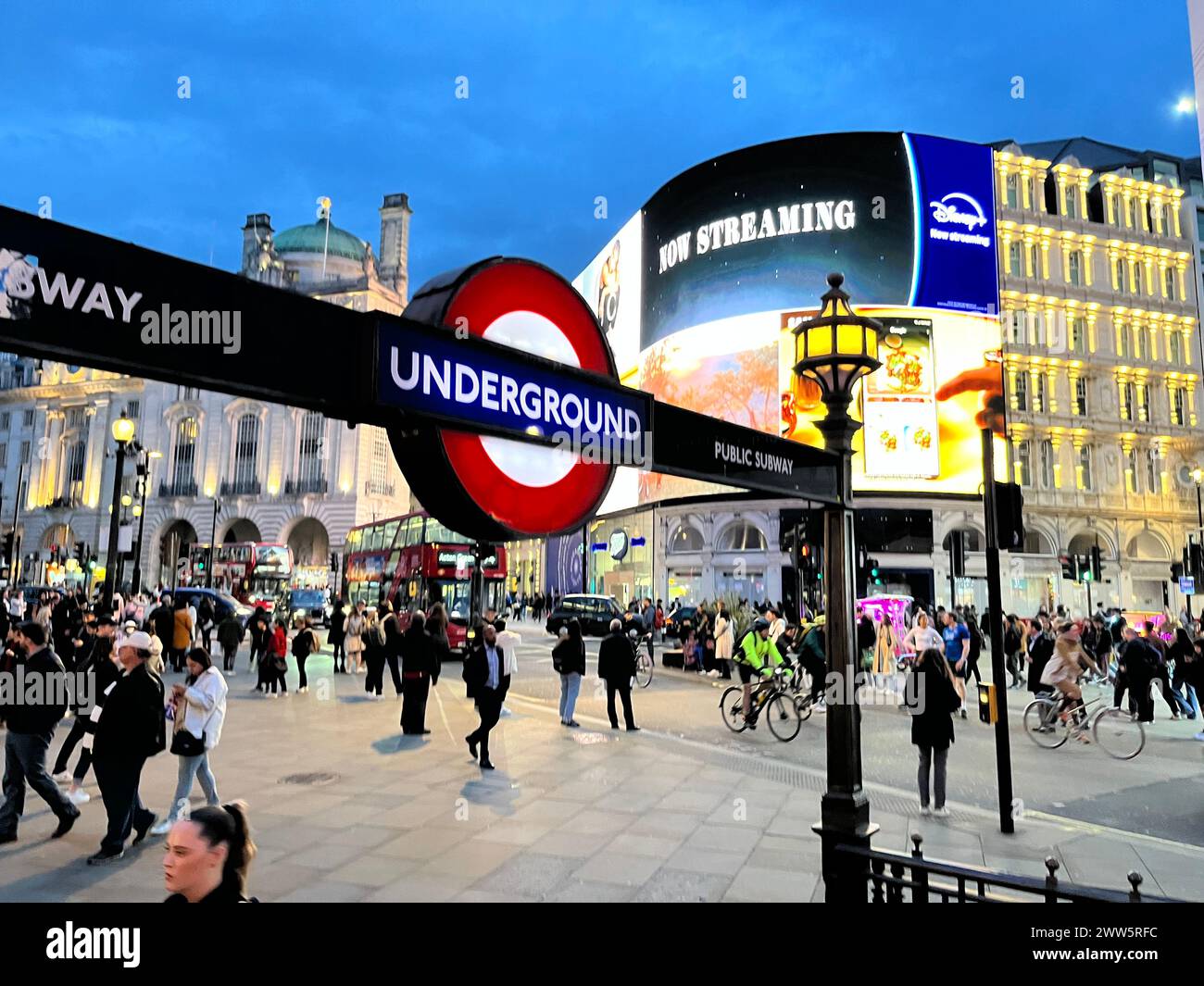 London-England, March 21, 2024, London tube station at Picadilly Circus ...