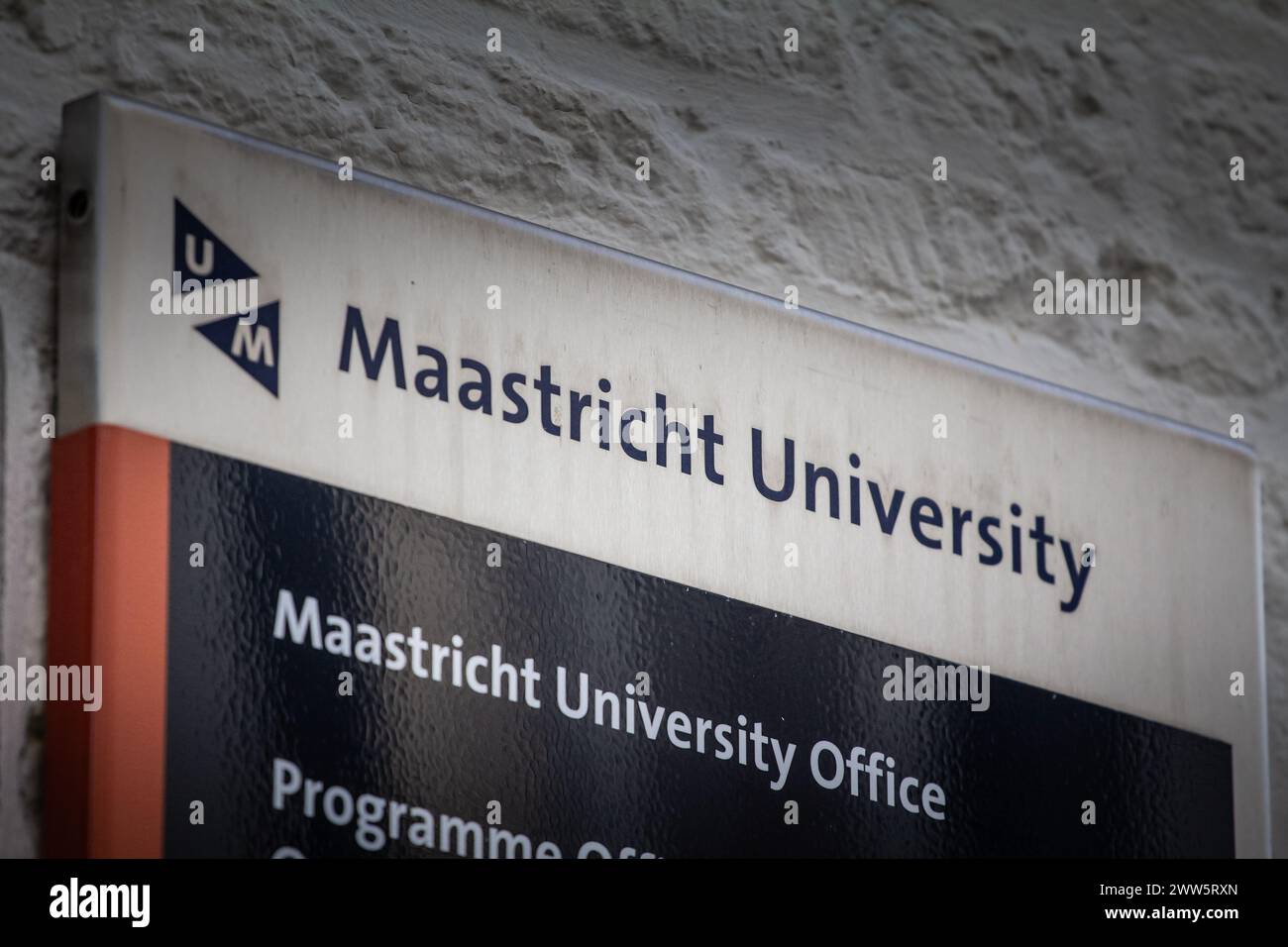 Picture of a sign with the logo of Maastricht University on their ...