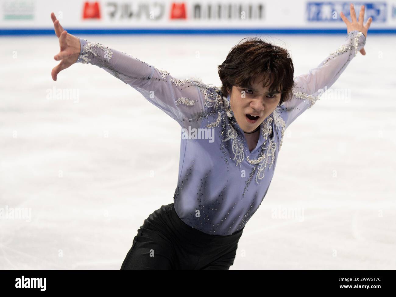 Montreal, Canada. 21st Mar, 2024. Shoma Uno of Japan performs his short program in the men's ...