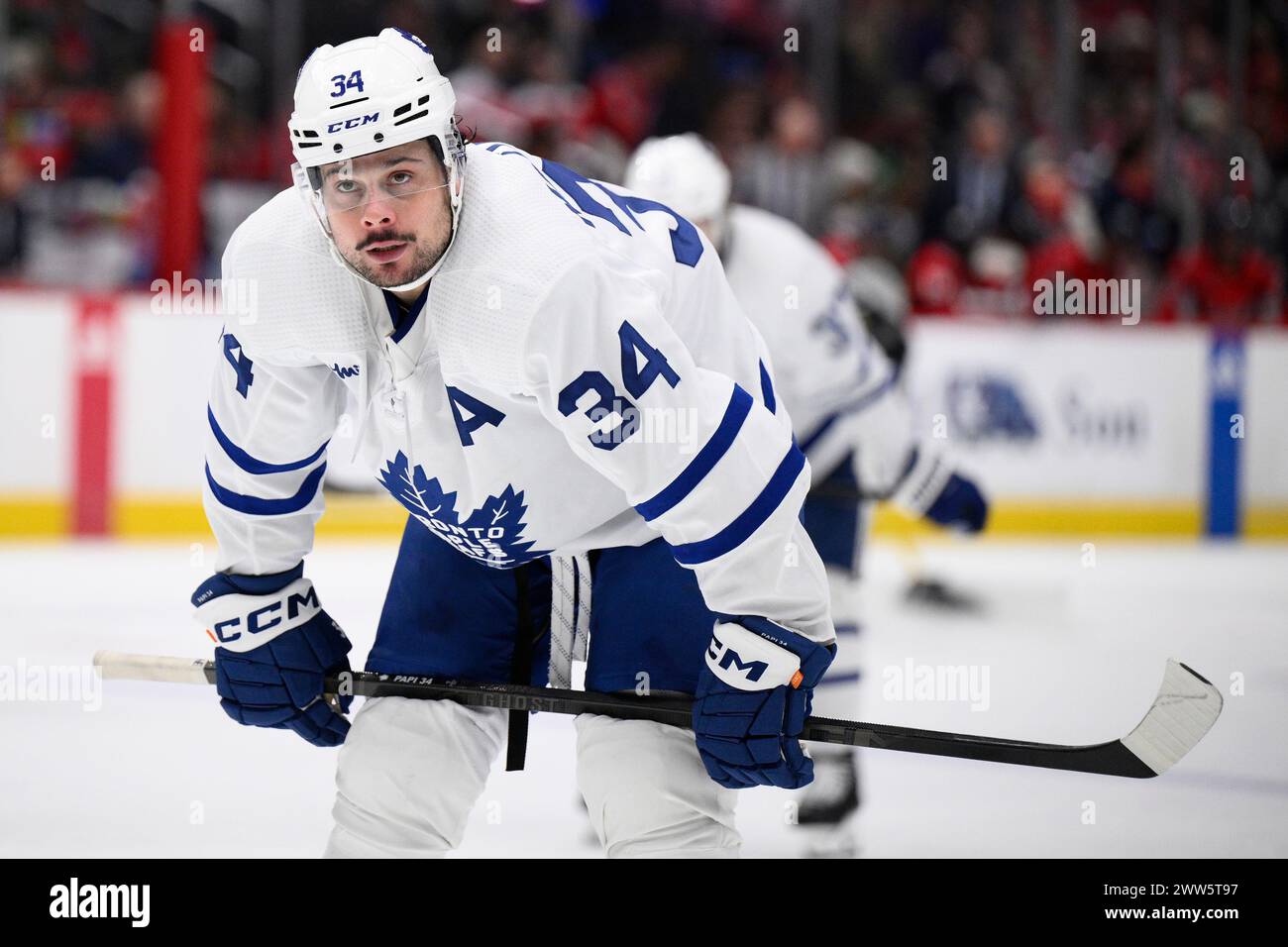 Toronto Maple Leafs center Auston Matthews (34) looks on during the ...