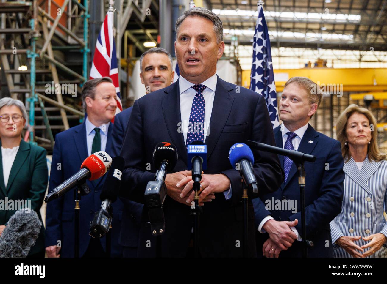 Adeleaide, Australia. 22nd Mar, 2024. Deputy Prime Minister of Australia Richard Marles (centre ...