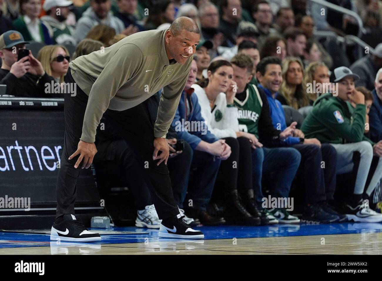 Milwaukee Bucks head coach Doc Rivers watches during the first half of ...