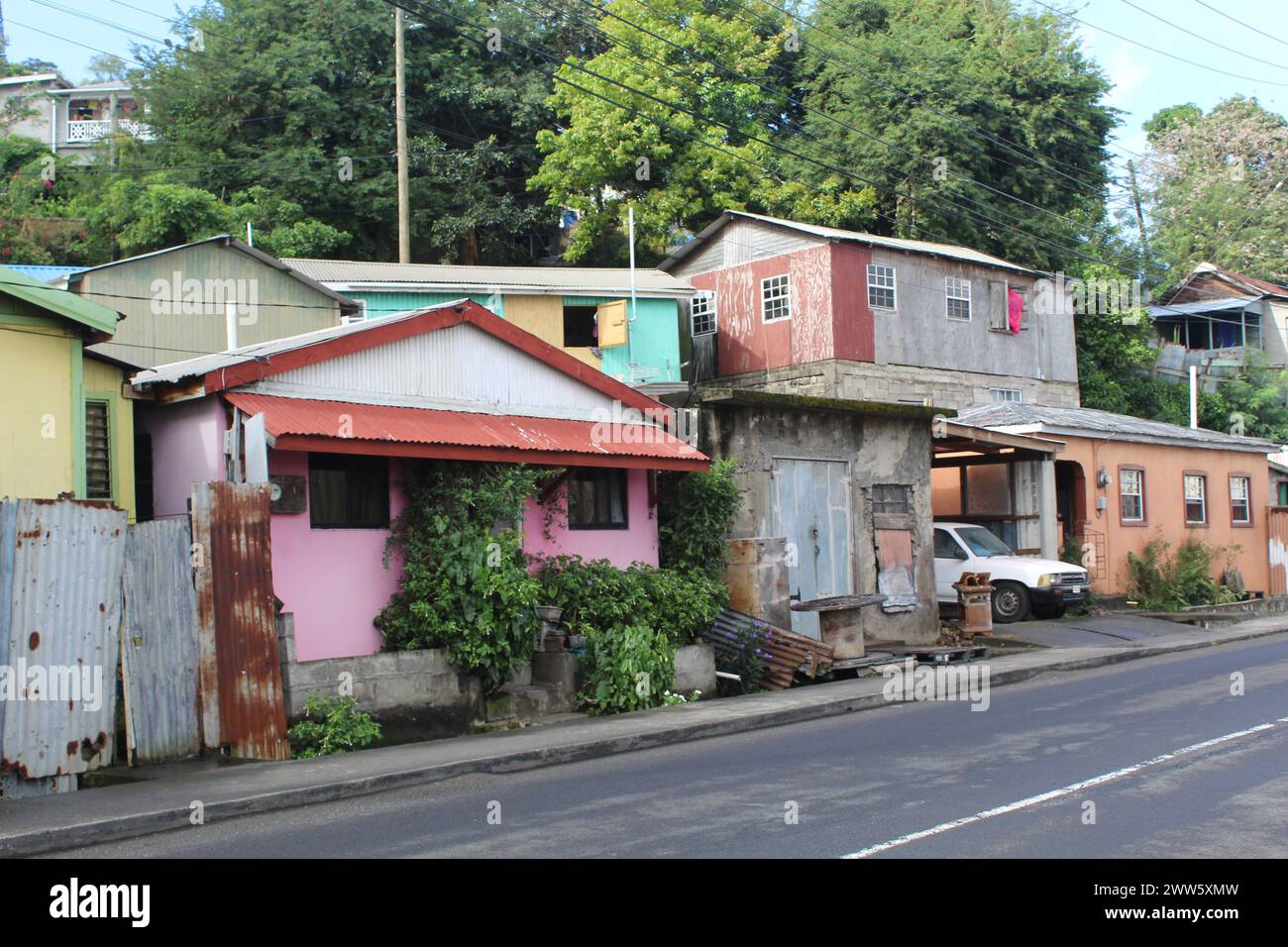 Colorful shack homes in Castries, St. Lucia Stock Photo - Alamy