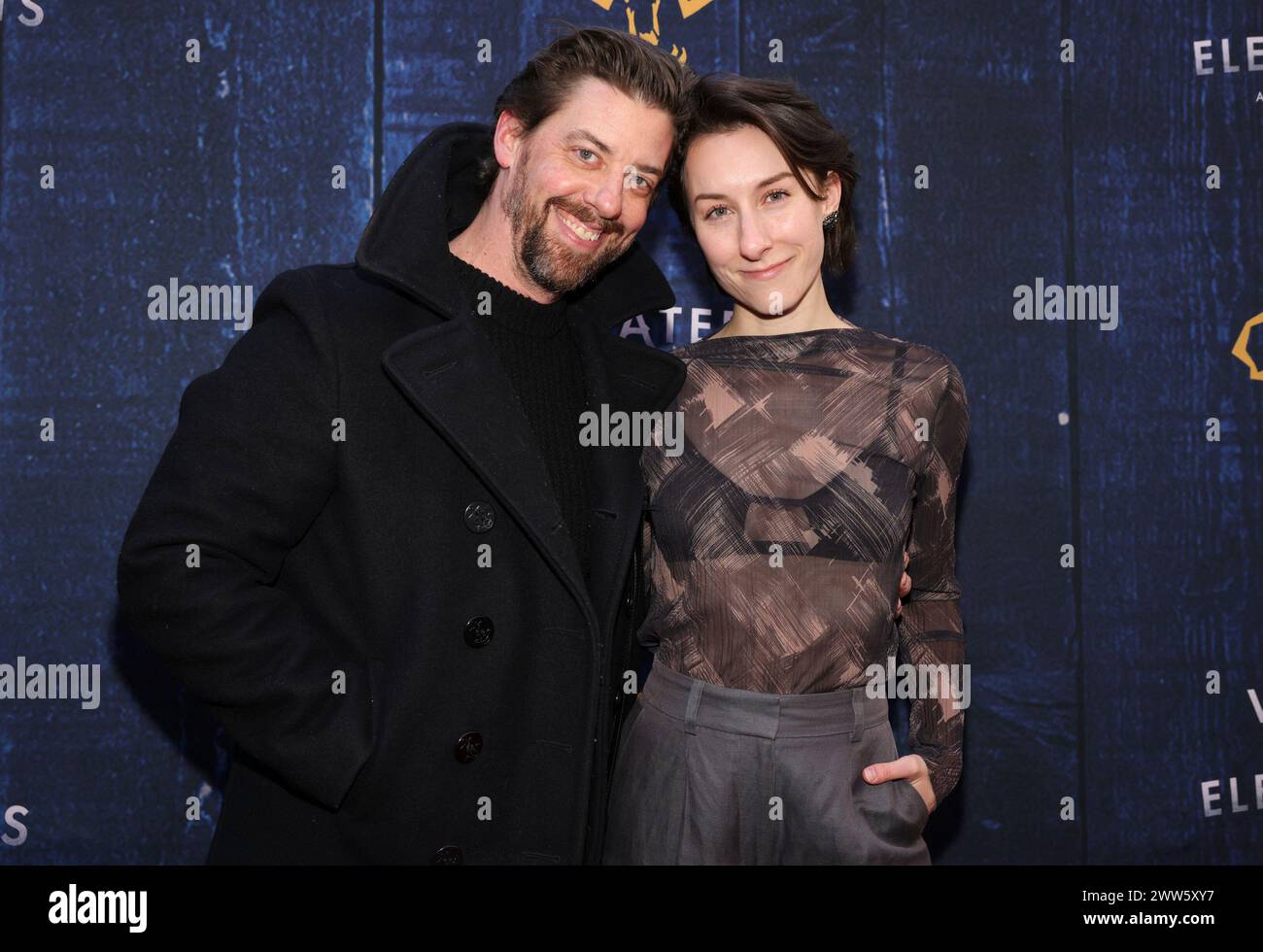 Christian Borle, left, and Skye Maddox attend the Broadway opening ...