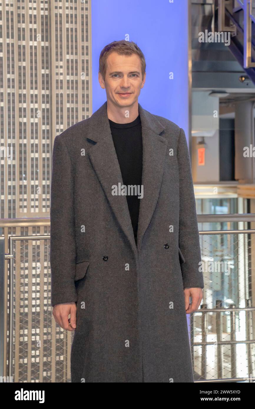 New York, New York, USA. 21st Mar, 2024. (NEW) Hayden Christensen Lights the Empire State ...
