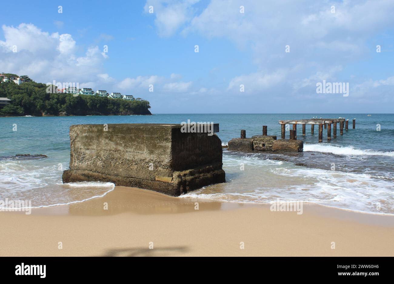 Ruins of an old pier on the Caribbean Sea at Castries, St. Lucia Stock ...