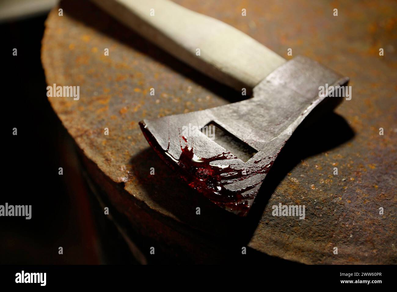 Axe blood on rusty hi-res stock photography and images - Alamy
