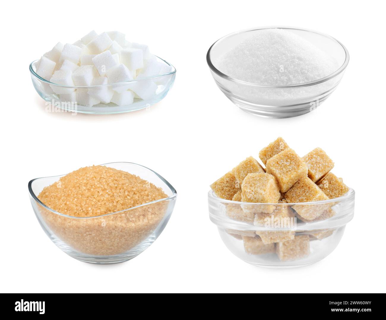 Different types of sugar isolated on white, set Stock Photo - Alamy