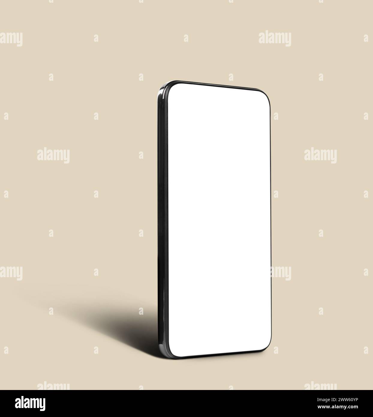 Smartphone with empty screen on beige background. Mockup for design ...