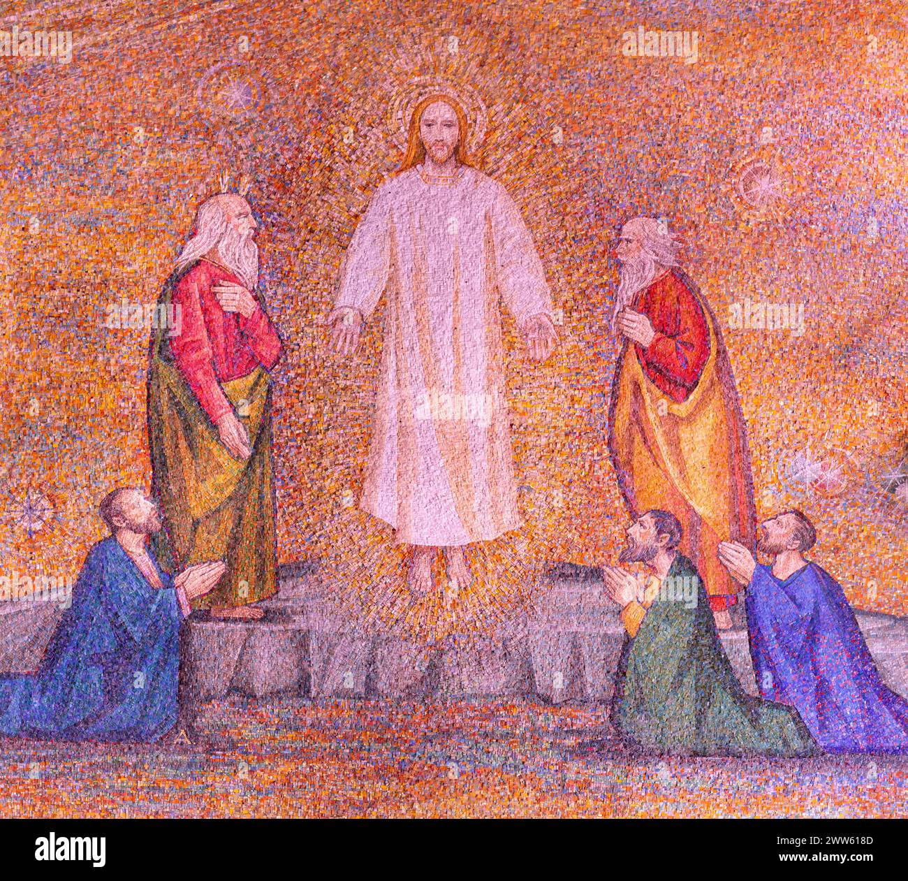 MILAN, ITALY - MARCH 8, 2024: The mosaic of Transfiguration in the ...